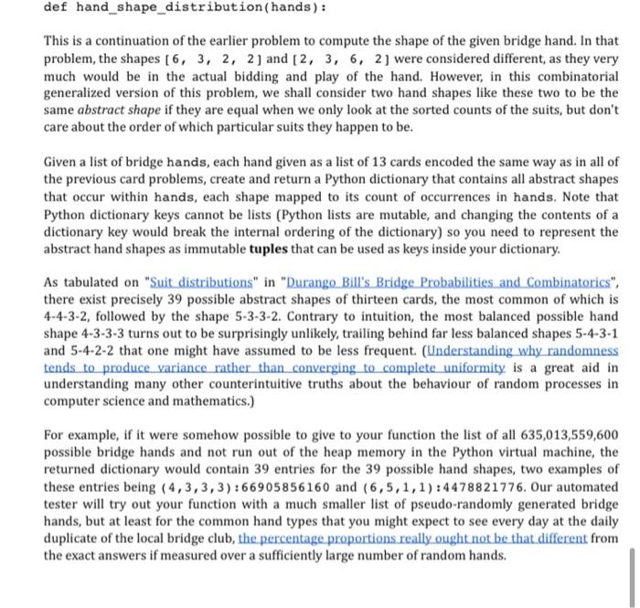 Solved def hand_shape_distribution (hands): This is a | Chegg.com