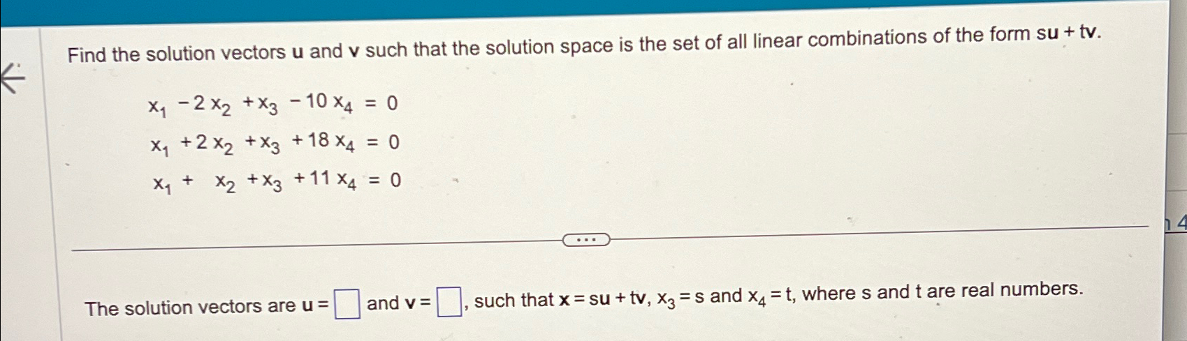 Solved Find the solution vectors u ﻿and v ﻿such that the | Chegg.com