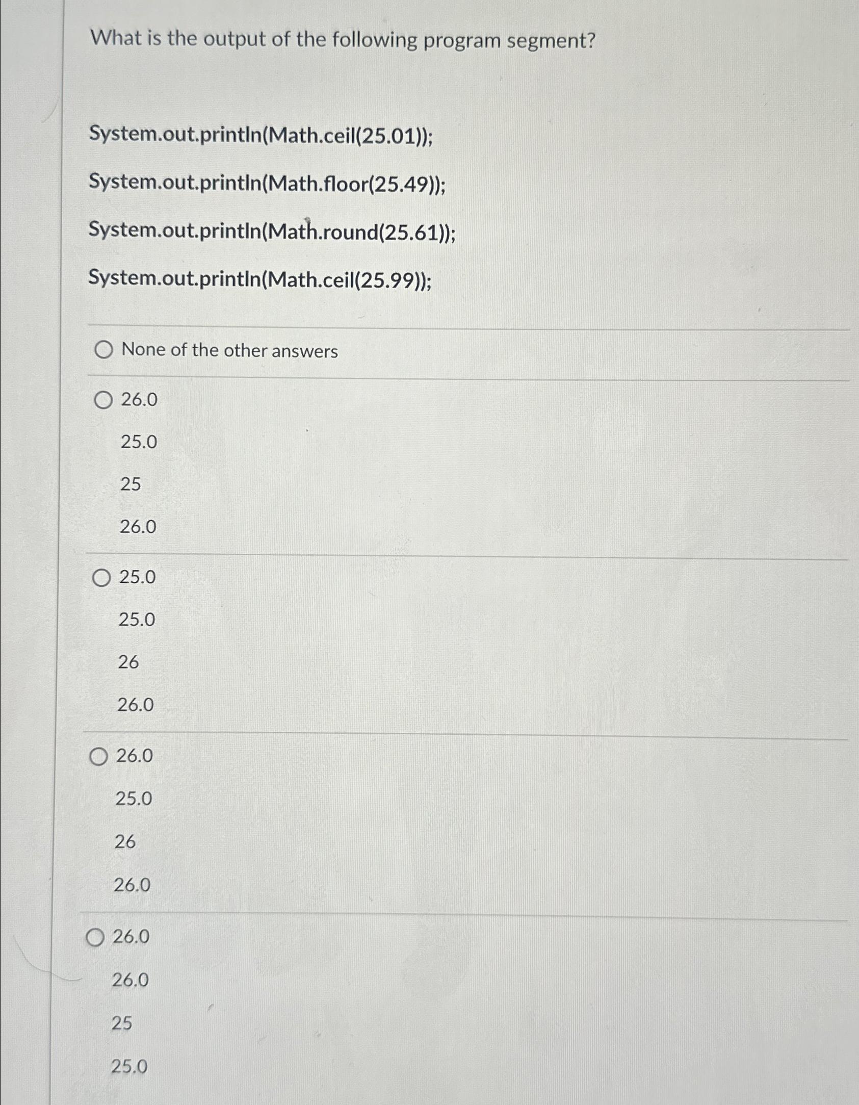 Solved What is the output of the following program | Chegg.com