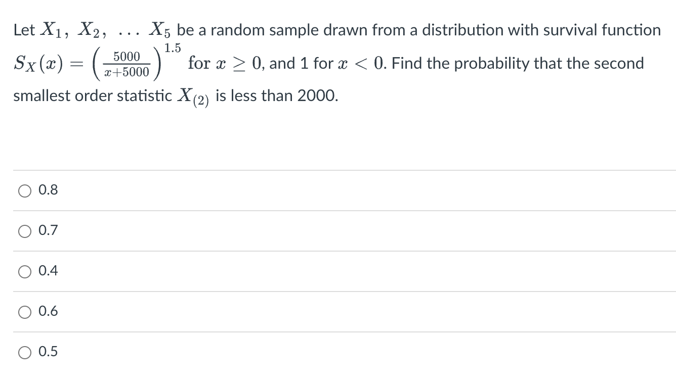 Solved Let x1,x2,dotsx5 ﻿be a random sample drawn from a | Chegg.com