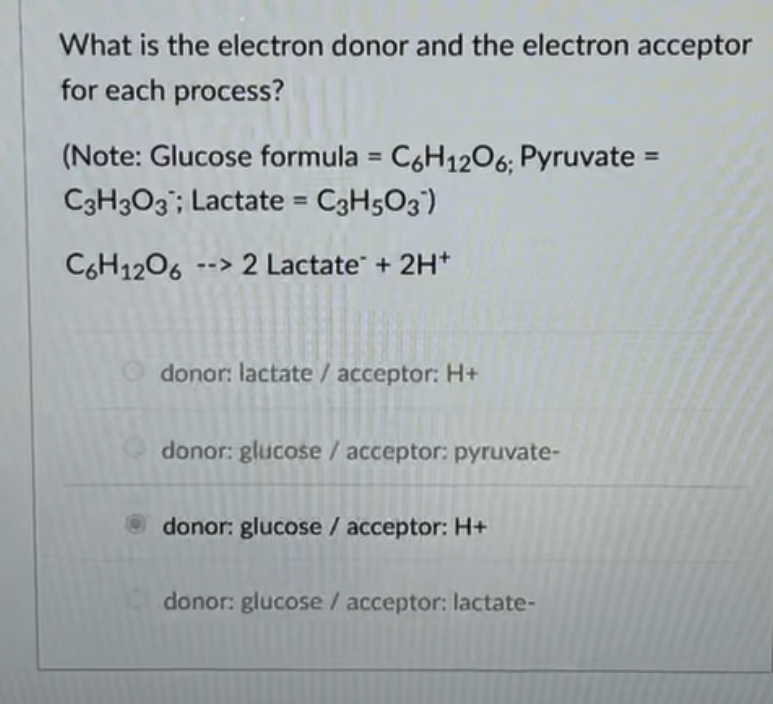 Solved What is the electron donor and the electron | Chegg.com