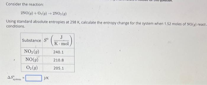 Solved Consider the reaction: 2NO(g)+O2(g)→2NO2(g) Using | Chegg.com