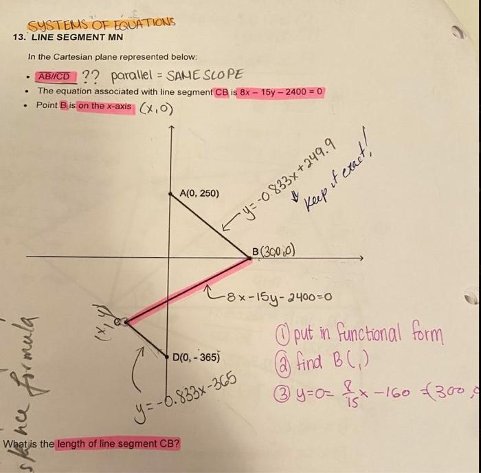 Solved SYSTEMS OF EQUATIONS 13. LINE SEGMENT MN In the | Chegg.com