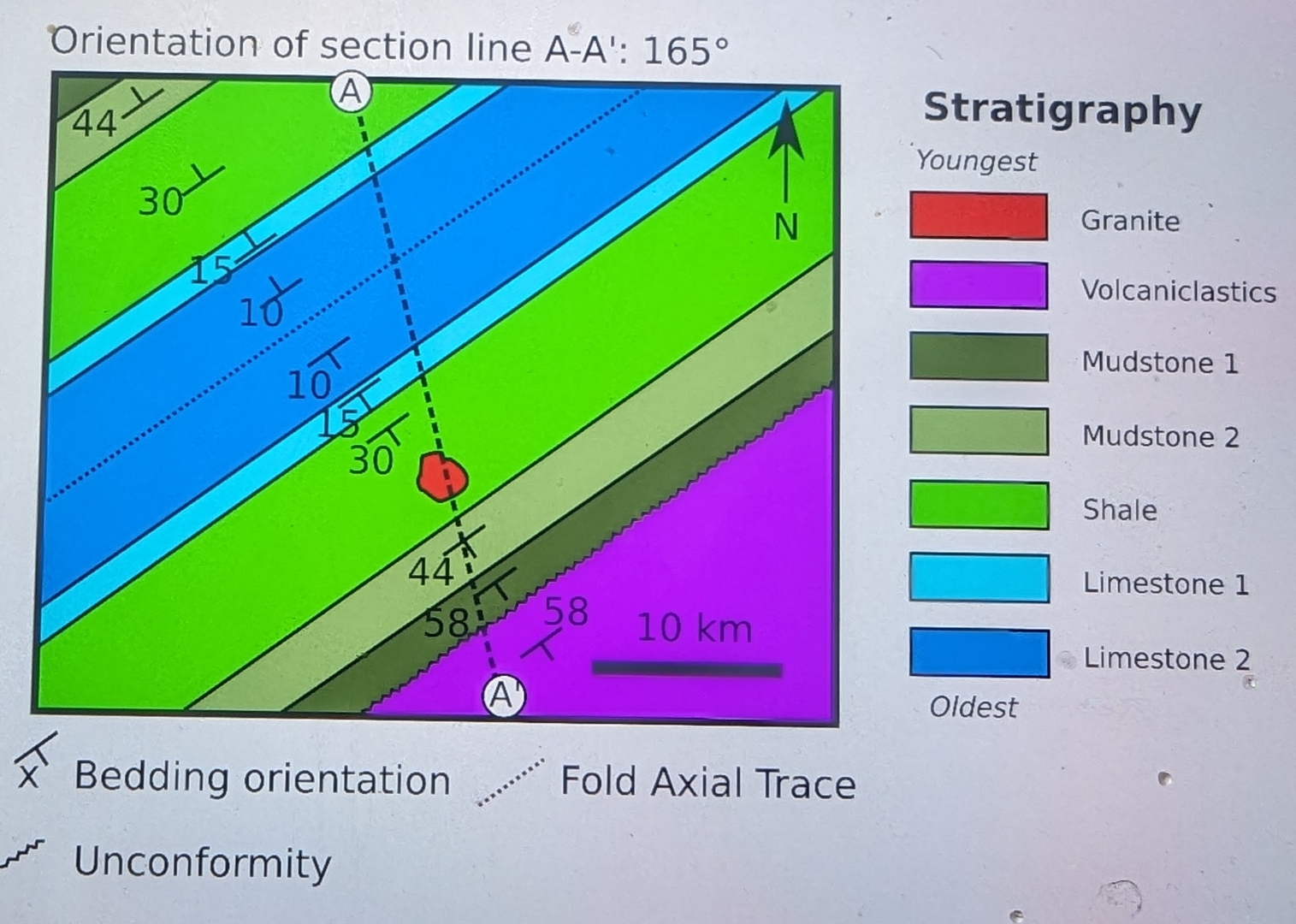 Make a cross section from A-A'. ﻿For this cross | Chegg.com