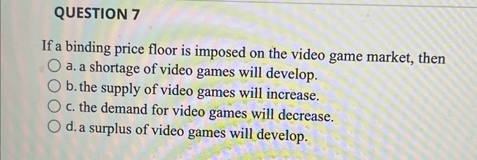 Solved QUESTION 7If a binding price floor is imposed on the | Chegg.com