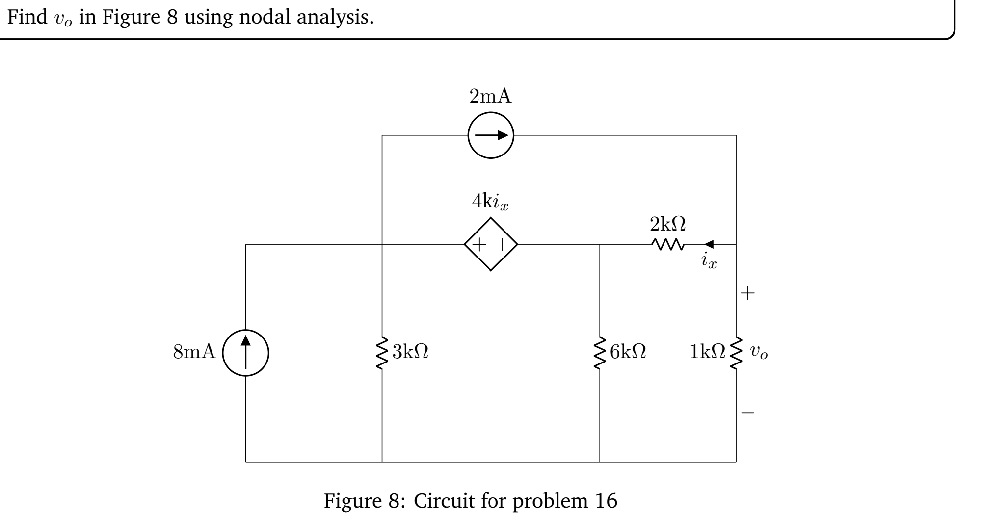 Solved Find vo ﻿in Figure 8 ﻿using nodal analysis. | Chegg.com