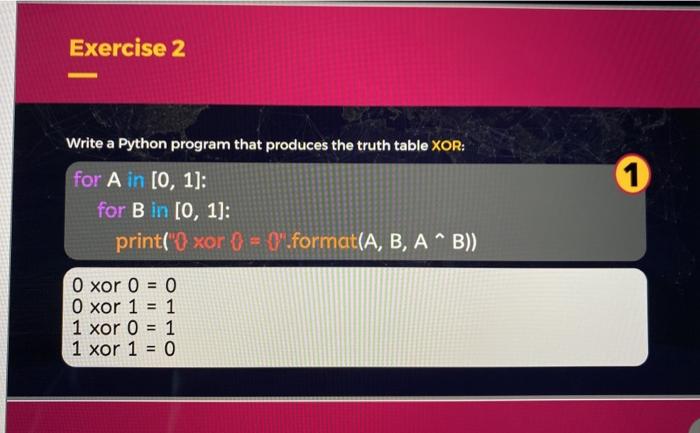 Solved Exercise 2 Write a Python program that produces the | Chegg.com