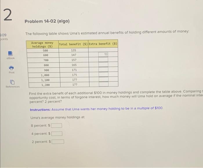 Solved 2 Problem 14-02 (algo) 5.09 The following table shows | Chegg.com