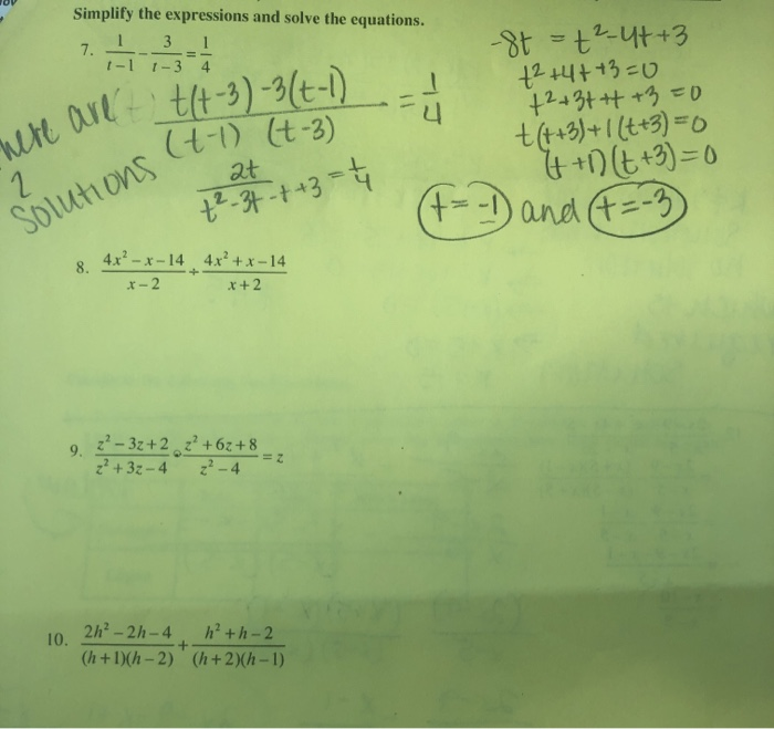 Solved Simplify the expressions and solve the equations. -8t | Chegg.com