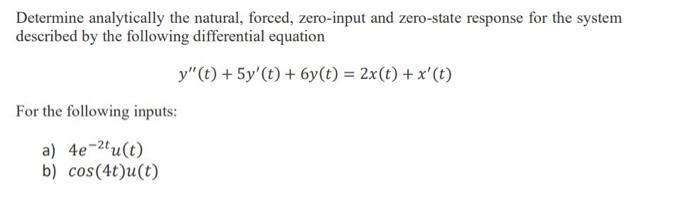 Solved Determine analytically the natural, forced, | Chegg.com