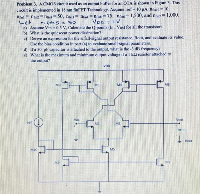 - 50 Problem 3. A CMOS circuit used as an output | Chegg.com