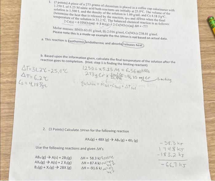 Solved 1. (7 points) A piece of a 273 grams of chromium is | Chegg.com