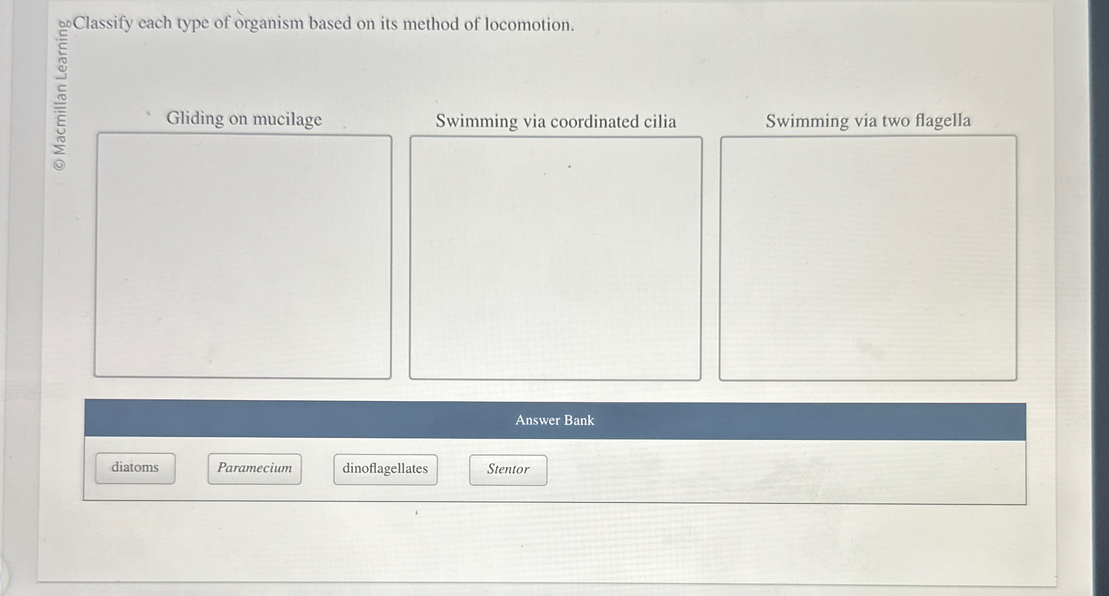 Solved ?∞ ﻿Classify each type of organism based on its | Chegg.com