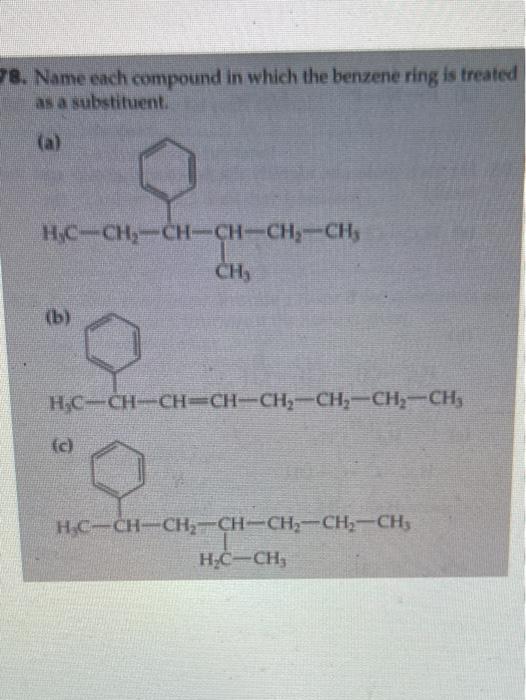 Solved 28. Name each compound in which the benzene ring is | Chegg.com