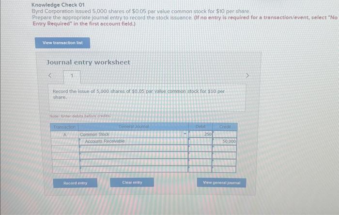Solved Knowledge Check 01 Byrd Corporation issued 5,000 | Chegg.com