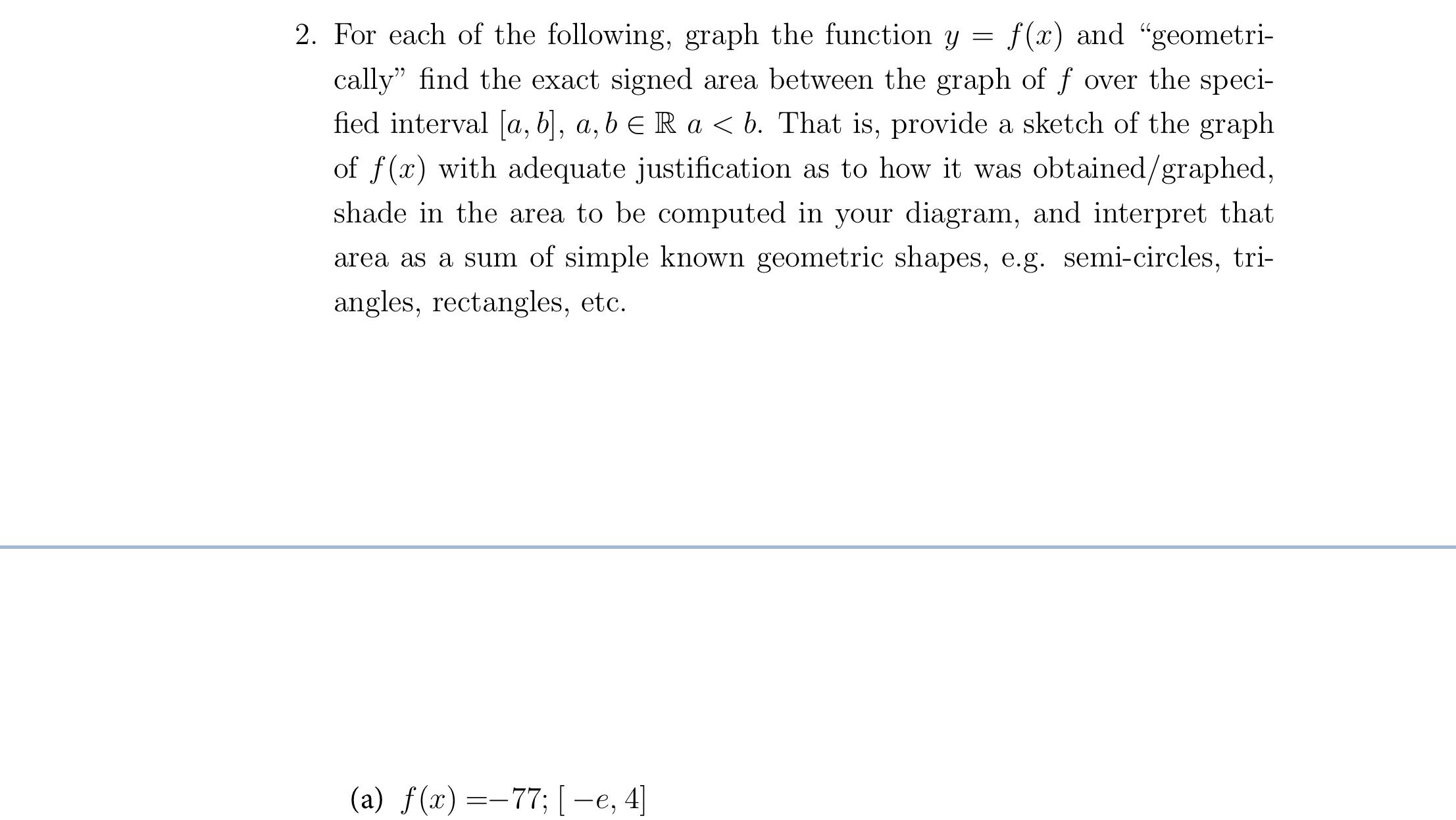Solved For each of the following, graph the function y=f(x) | Chegg.com