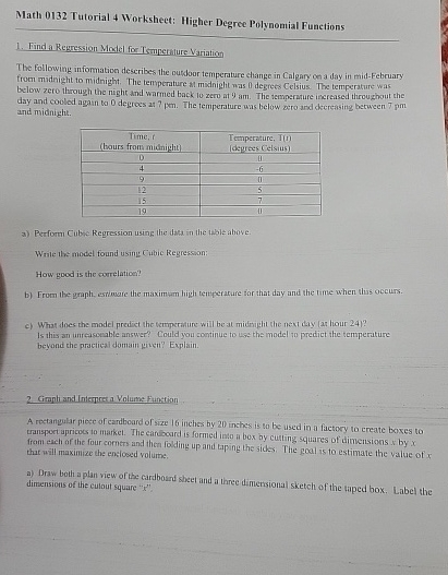 Solved Math 0132 ﻿Tutorial 4 ﻿Worksheet: Higher Degree | Chegg.com