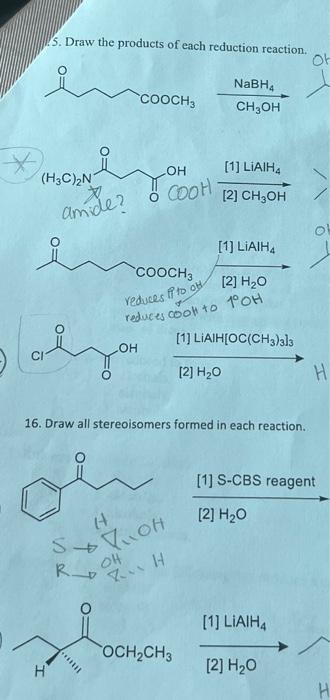 Solved 5. Draw the products of each reduction reaction. | Chegg.com