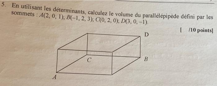 Solved Using determinants, compute the volume of the | Chegg.com