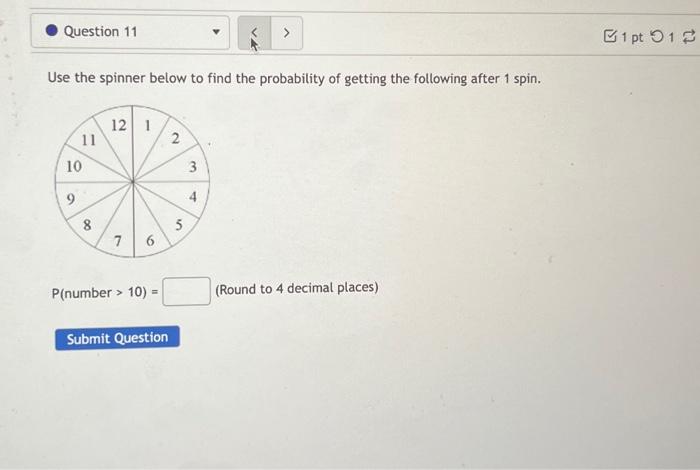 Solved Use the spinner below to find the probability of | Chegg.com