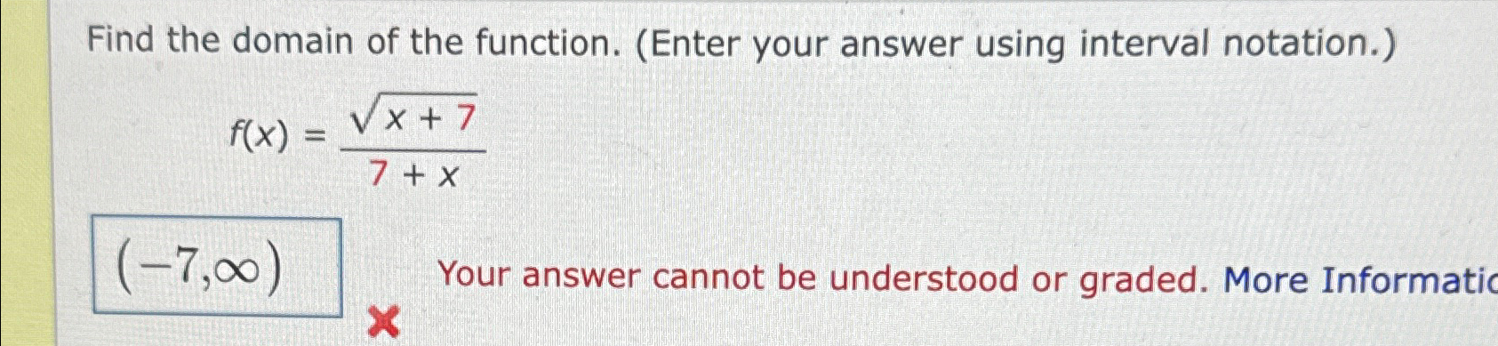 Solved Find the domain of the function. (Enter your answer | Chegg.com