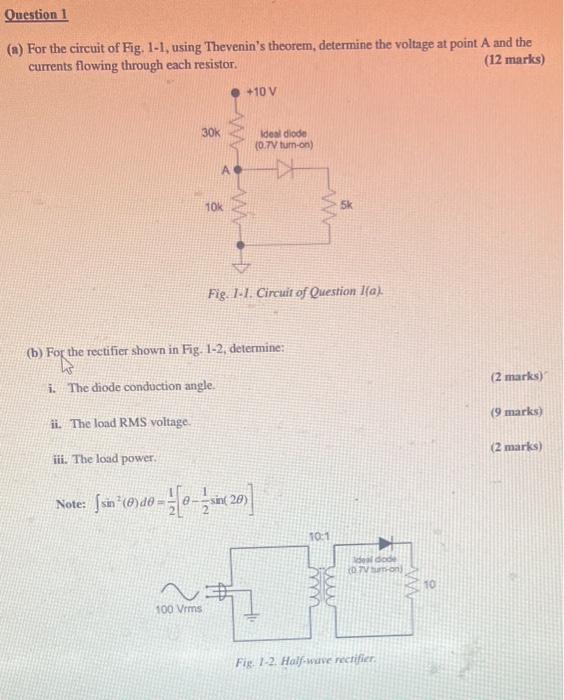 Solved (a) For the circuit of Fig. 1-1, using Thevenin's | Chegg.com