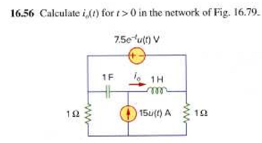 16.56 ﻿Calculate i0(t) ﻿for t>0 ﻿in the network of | Chegg.com