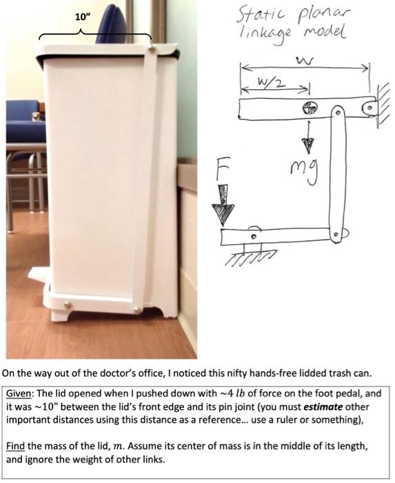 Solved 10" Static planar linkage model w/ mg th On the way | Chegg.com