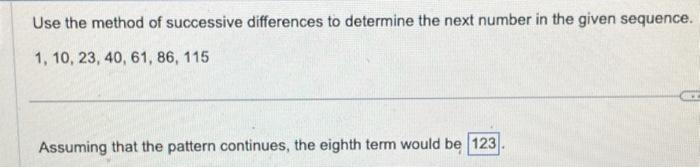 Solved Use the method of successive differences to determine | Chegg.com