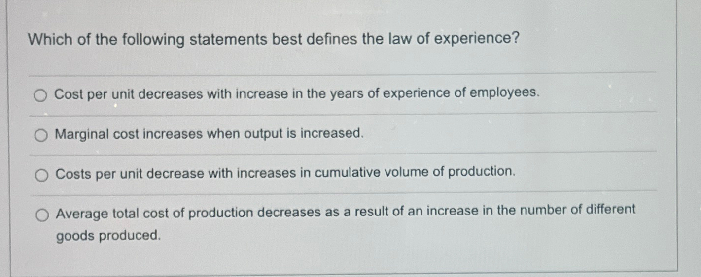 Solved Which of the following statements best defines the | Chegg.com