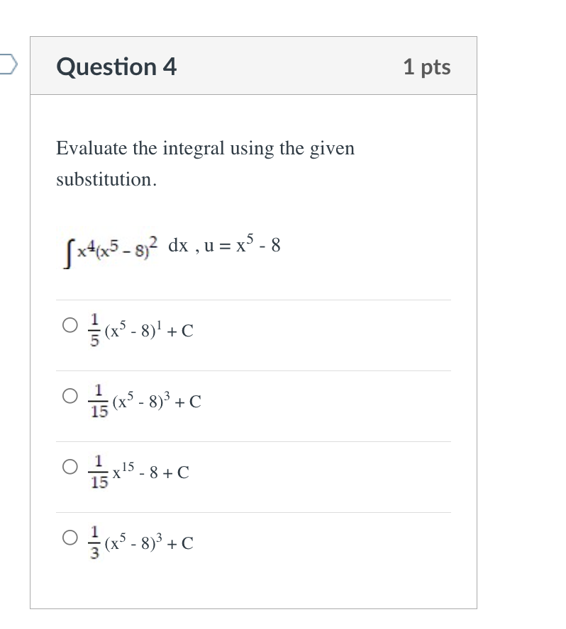 Solved Question 4Evaluate the integral using the | Chegg.com