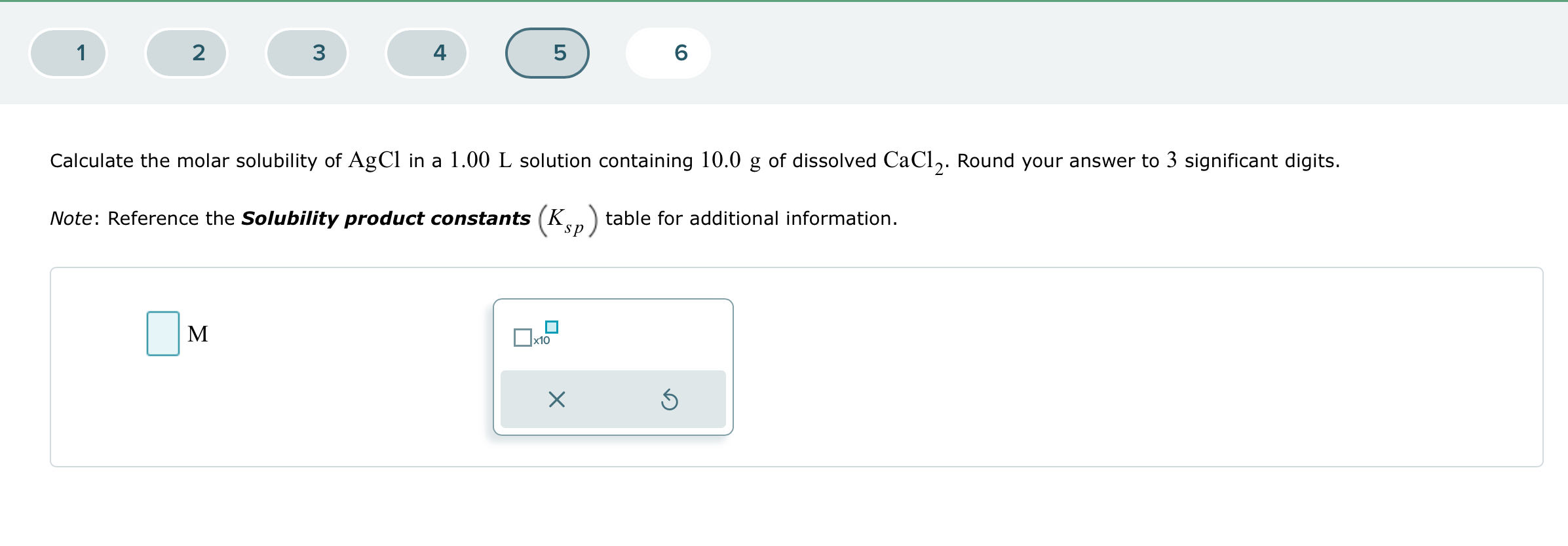 Solved Calculate the molar solubility of AgCl in a 1.00L | Chegg.com