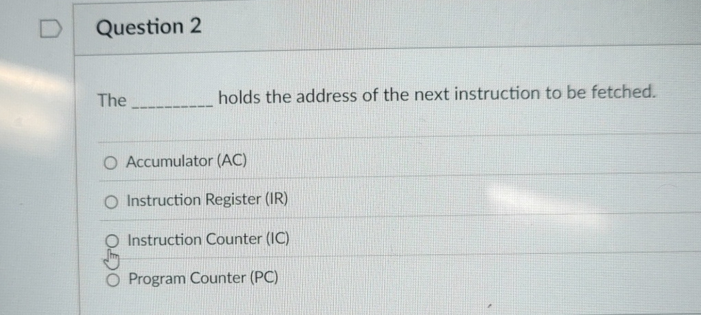 Solved Question 2Theholds the address of the next | Chegg.com