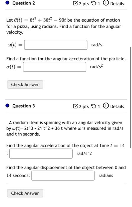 Solved Let θ(t)=6t3+36t2−90t be the equation of motion for a | Chegg.com