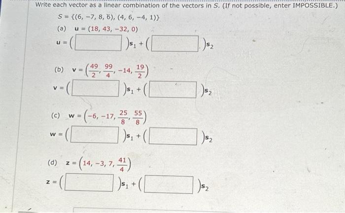 Solved Write each vector as a linear combination of the | Chegg.com