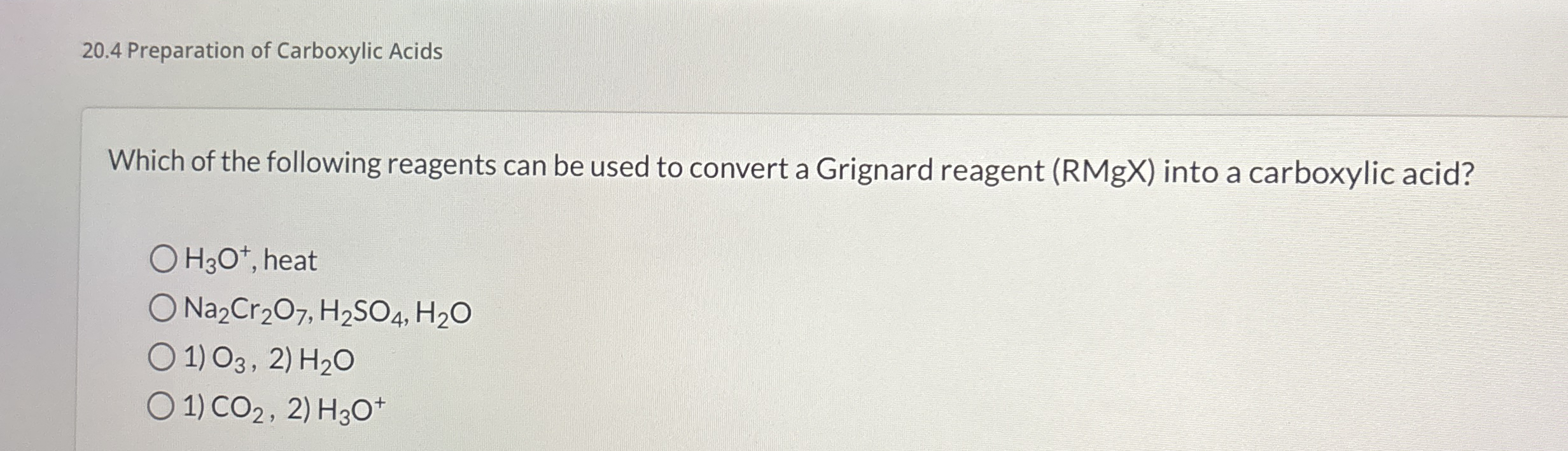 20.4 ﻿Preparation of Carboxylic AcidsWhich of the | Chegg.com