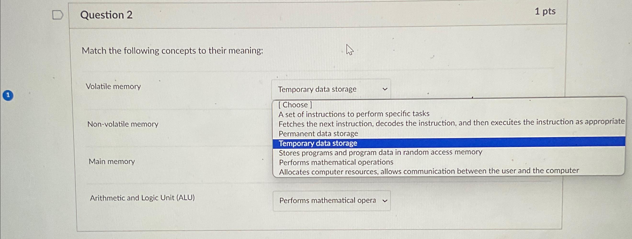 Solved Question 21 ﻿ptsMatch the following concepts to their | Chegg.com