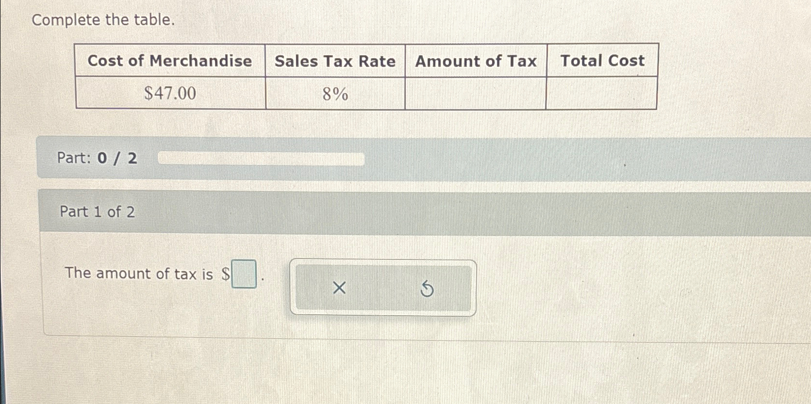 Solved Complete the table.\table[[Cost of Merchandise,Sales | Chegg.com