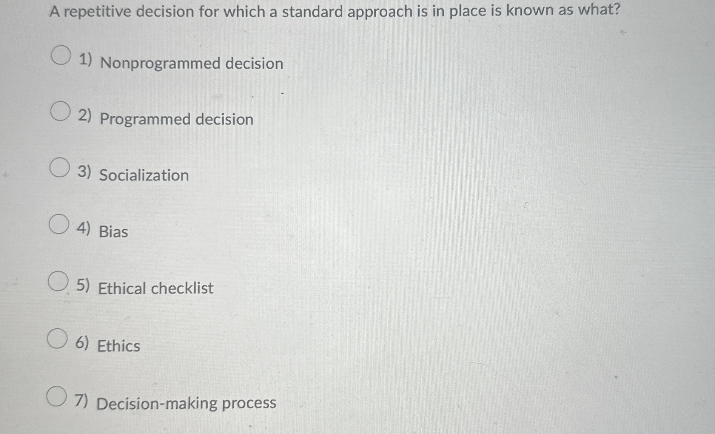 Solved A repetitive decision for which a standard approach | Chegg.com