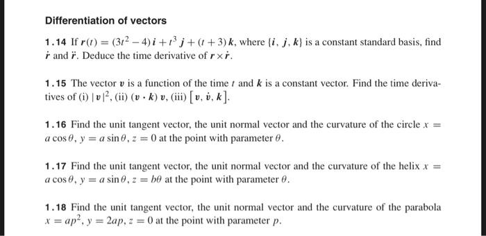 Solved Differentiation of vectors 1.14 If | Chegg.com