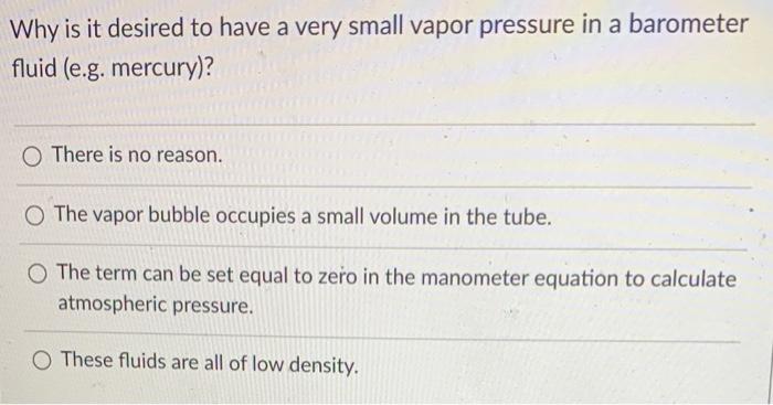 Solved Using water as a barometer fluid instead of mercury | Chegg.com