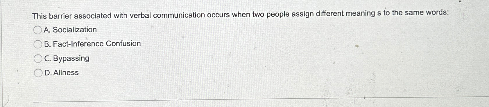 Solved This barrier associated with verbal communication | Chegg.com