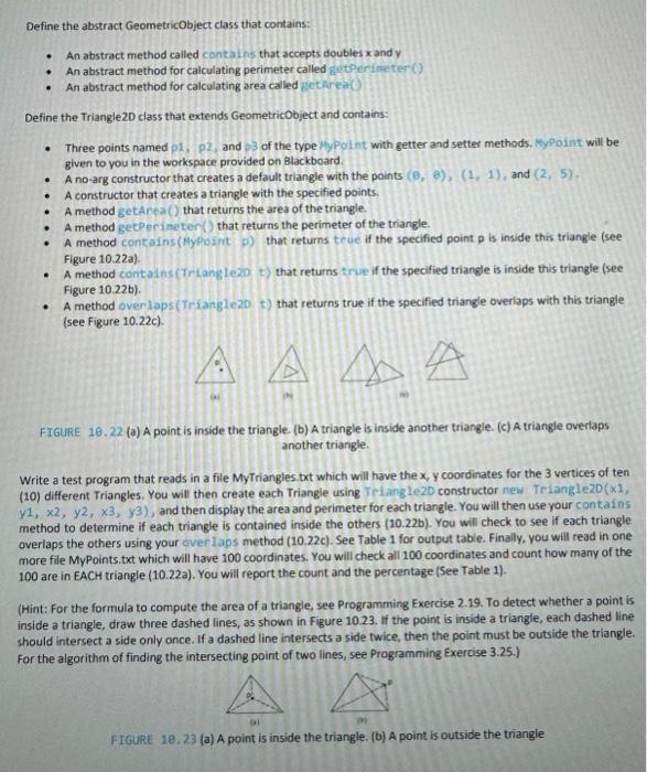 Solved Define the abstract Geometricobject class that | Chegg.com