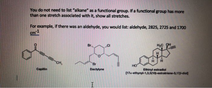 Solved list the functional groups and IR stretches for each | Chegg.com