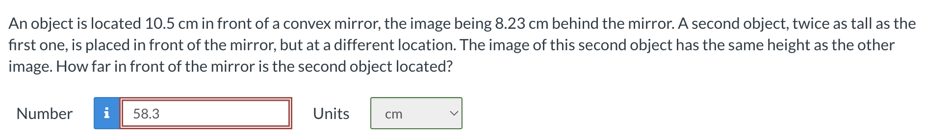 Solved An object is located 14.1 cm in front of a convex | Chegg.com