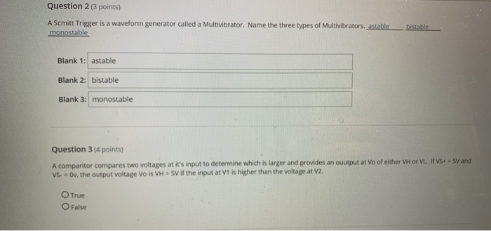 Solved Question 2 (3 points) A Scmitt Trigger is a waveform | Chegg.com