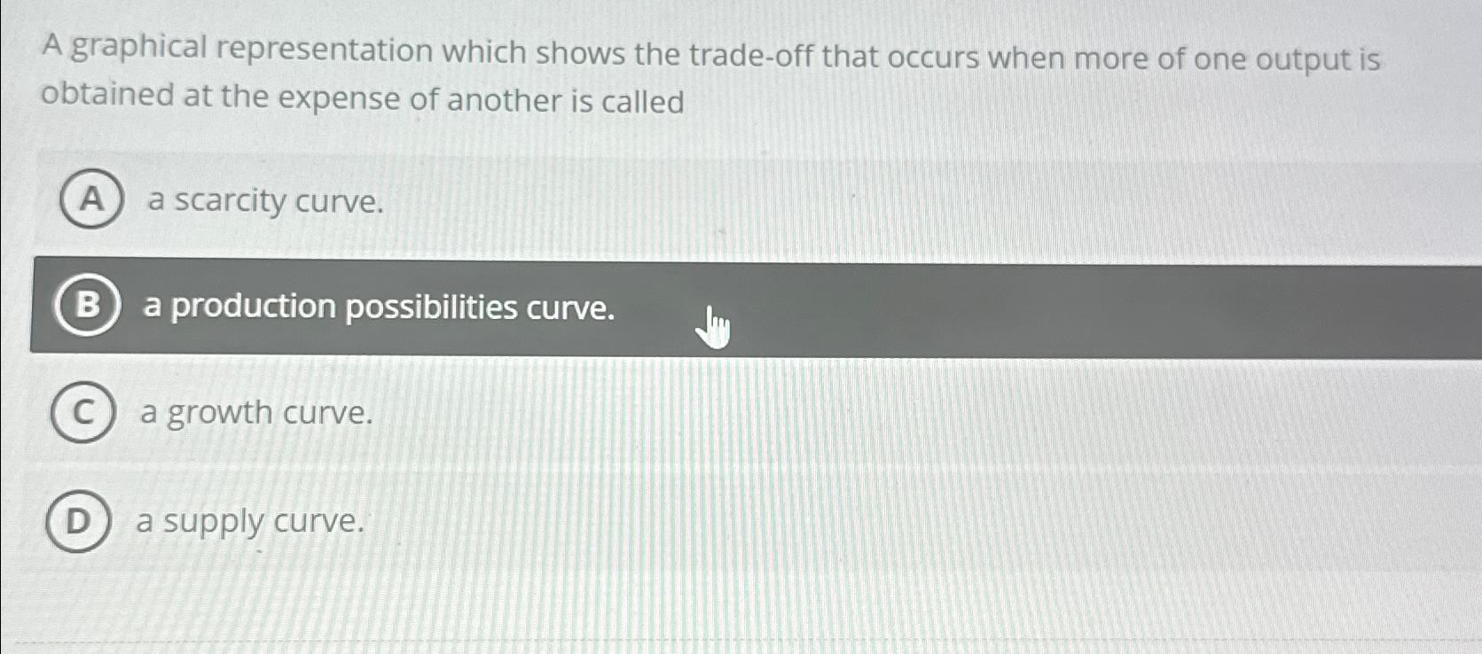 Solved A graphical representation which shows the trade-off | Chegg.com