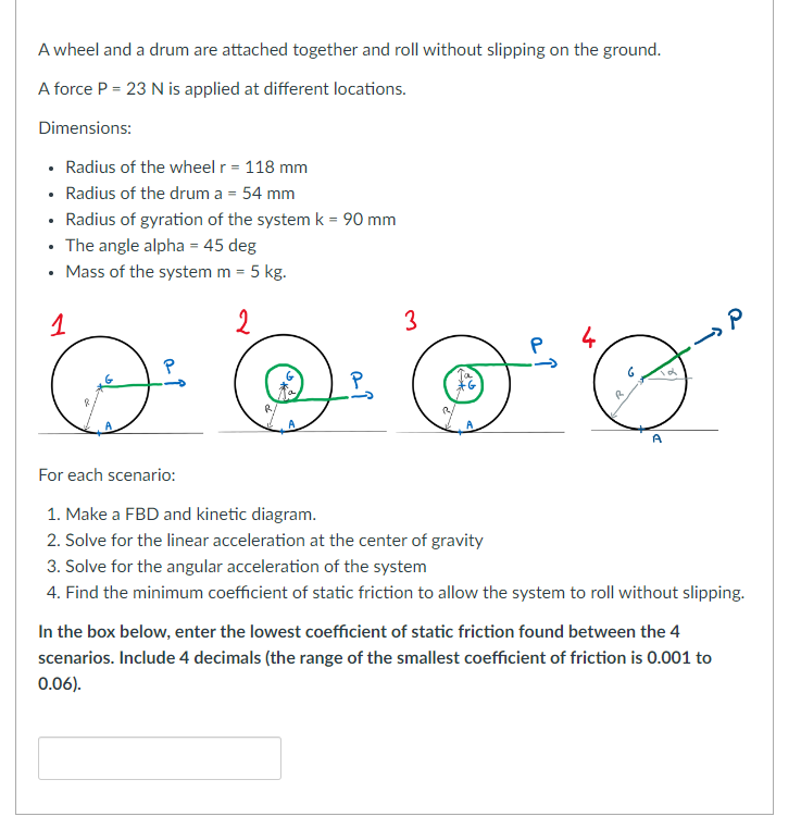 A wheel and a drum are attached together and roll | Chegg.com