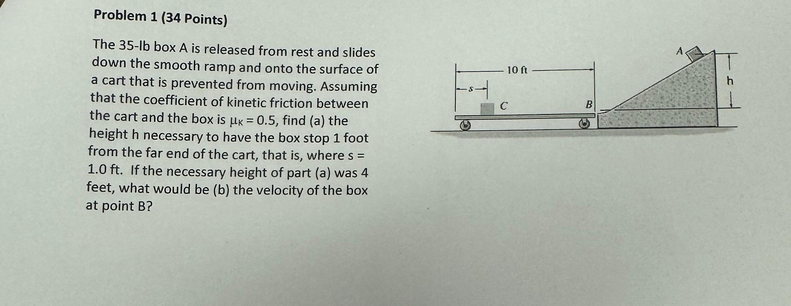 Solved Problem 1 (34 ﻿Points)The 35-lb ﻿box A ﻿is released | Chegg.com