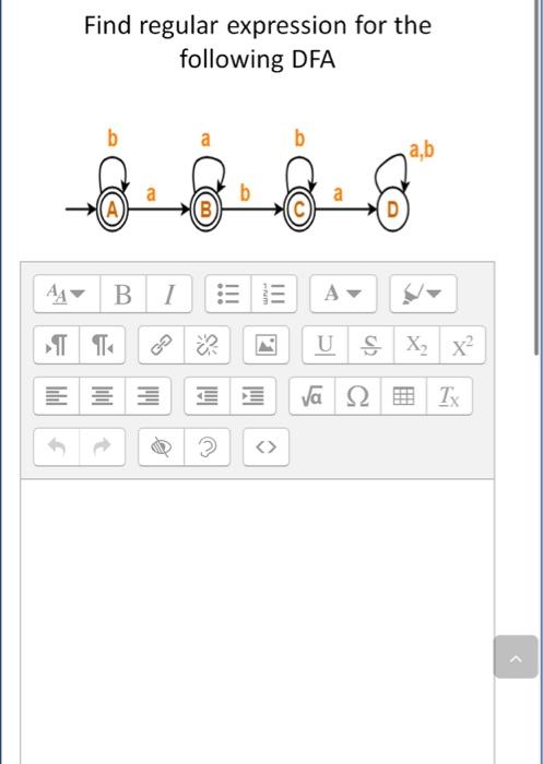 Solved Find regular expression for the following DFA a,b --- | Chegg.com